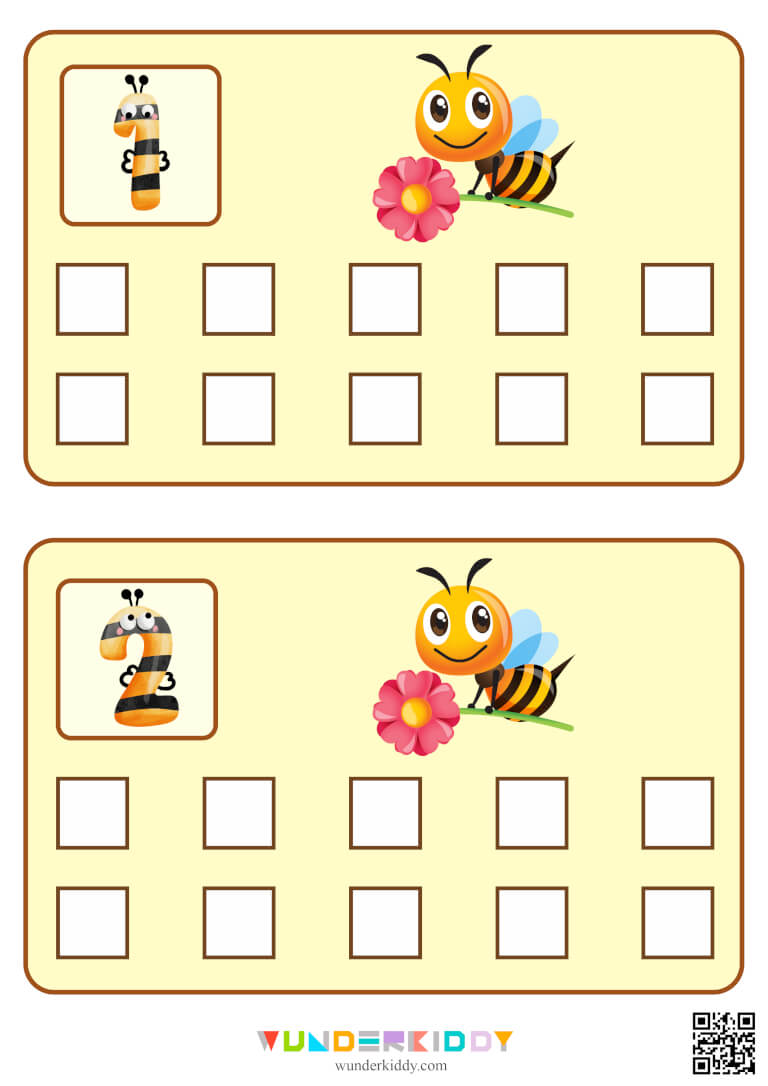 Worksheets «Counting bees» - Download or print for free