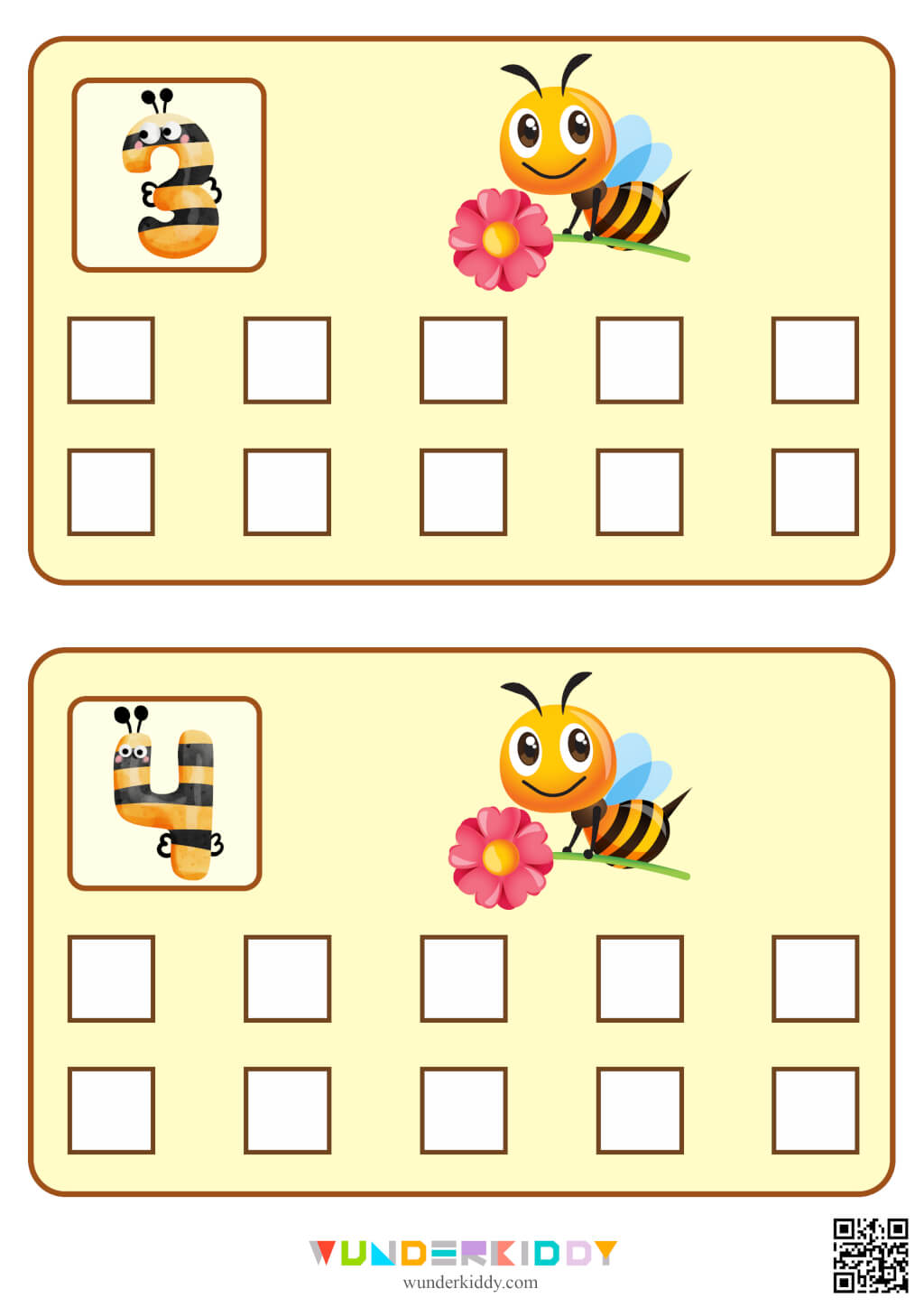Worksheets «Counting bees» - Download or print for free