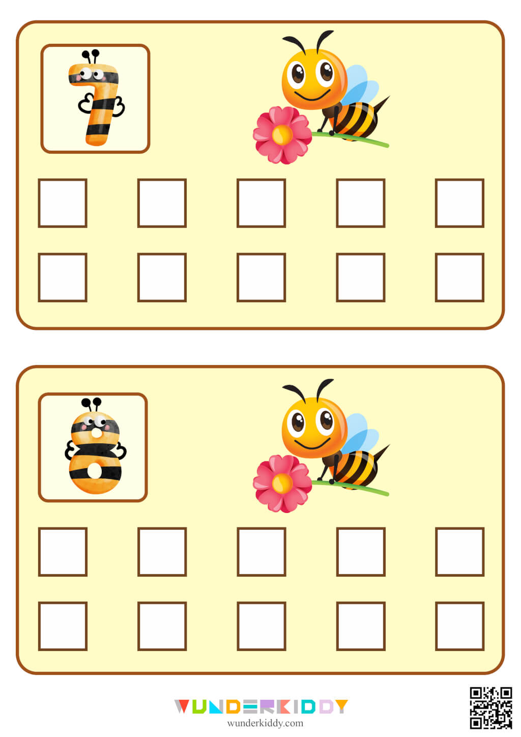 Worksheets «Counting bees» - Download or print for free
