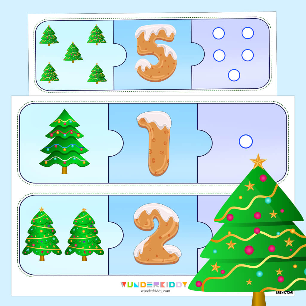 Mathematical «Counting Christmas trees» Game - Print PDF