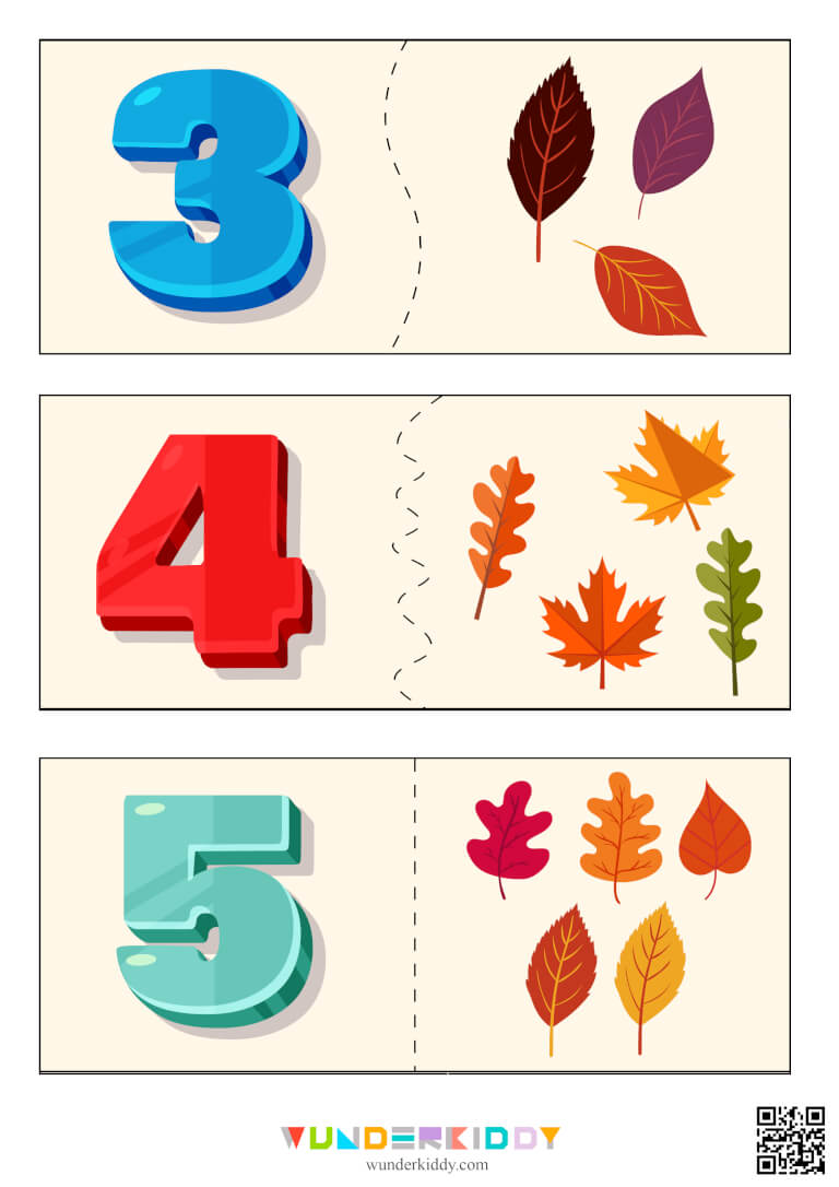 Flash cards «Counting leaves» - Download or print for free