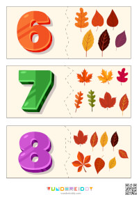 Flash cards «Counting leaves» - Download or print for free
