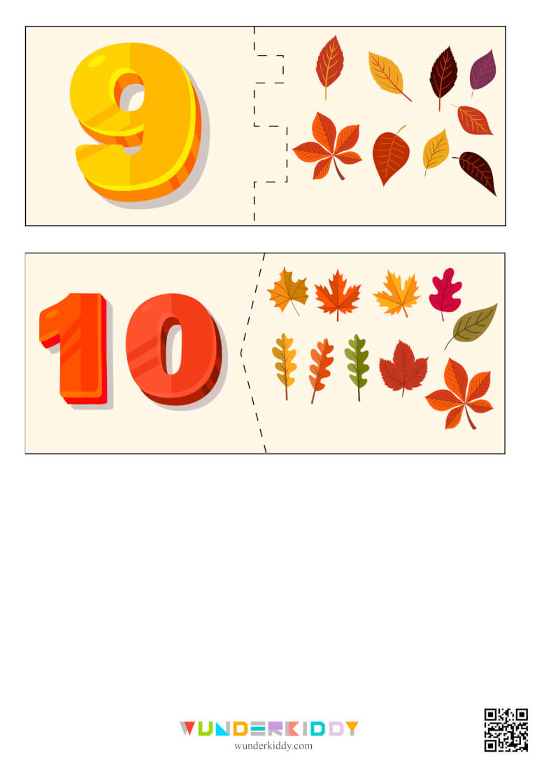 Flash cards «Counting leaves» - Download or print for free