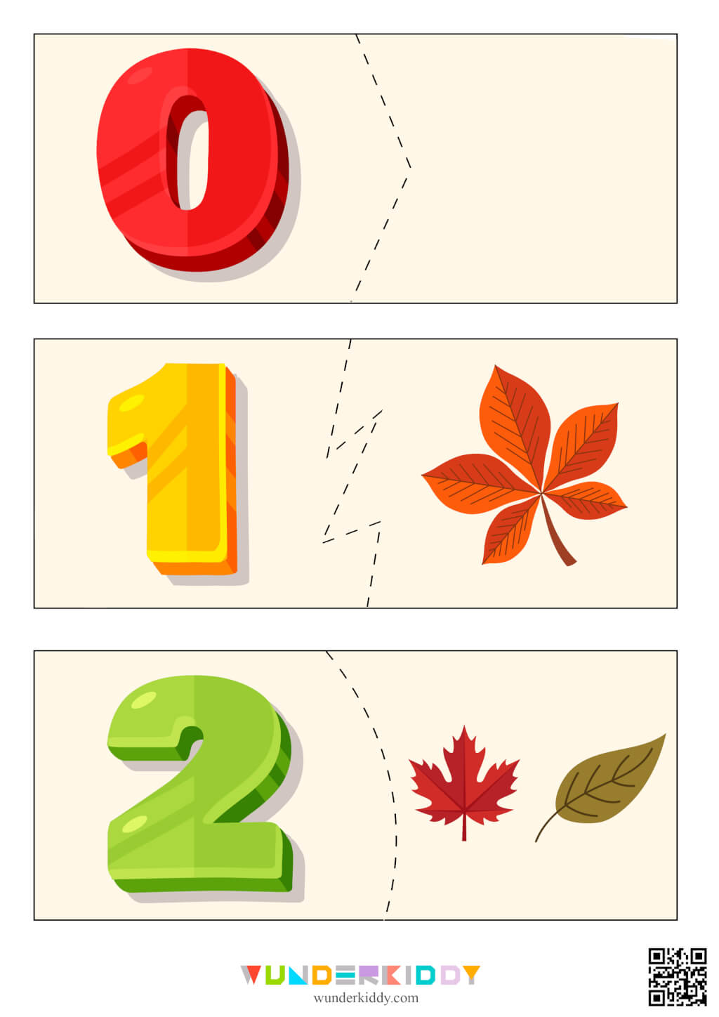 Flash cards «Counting leaves» - Download or print for free