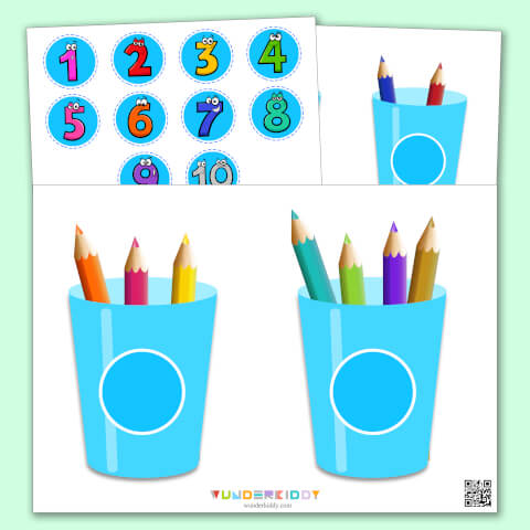 Activity sheet «Counting pencils» - Download or print for free