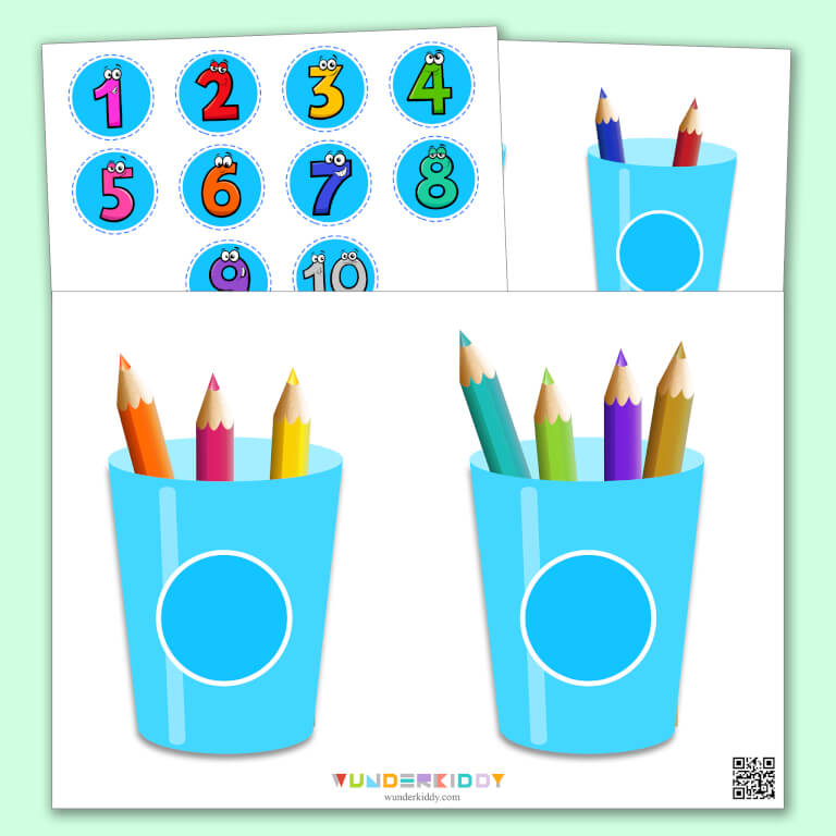 Activity sheet «Counting pencils» - Download or print for free