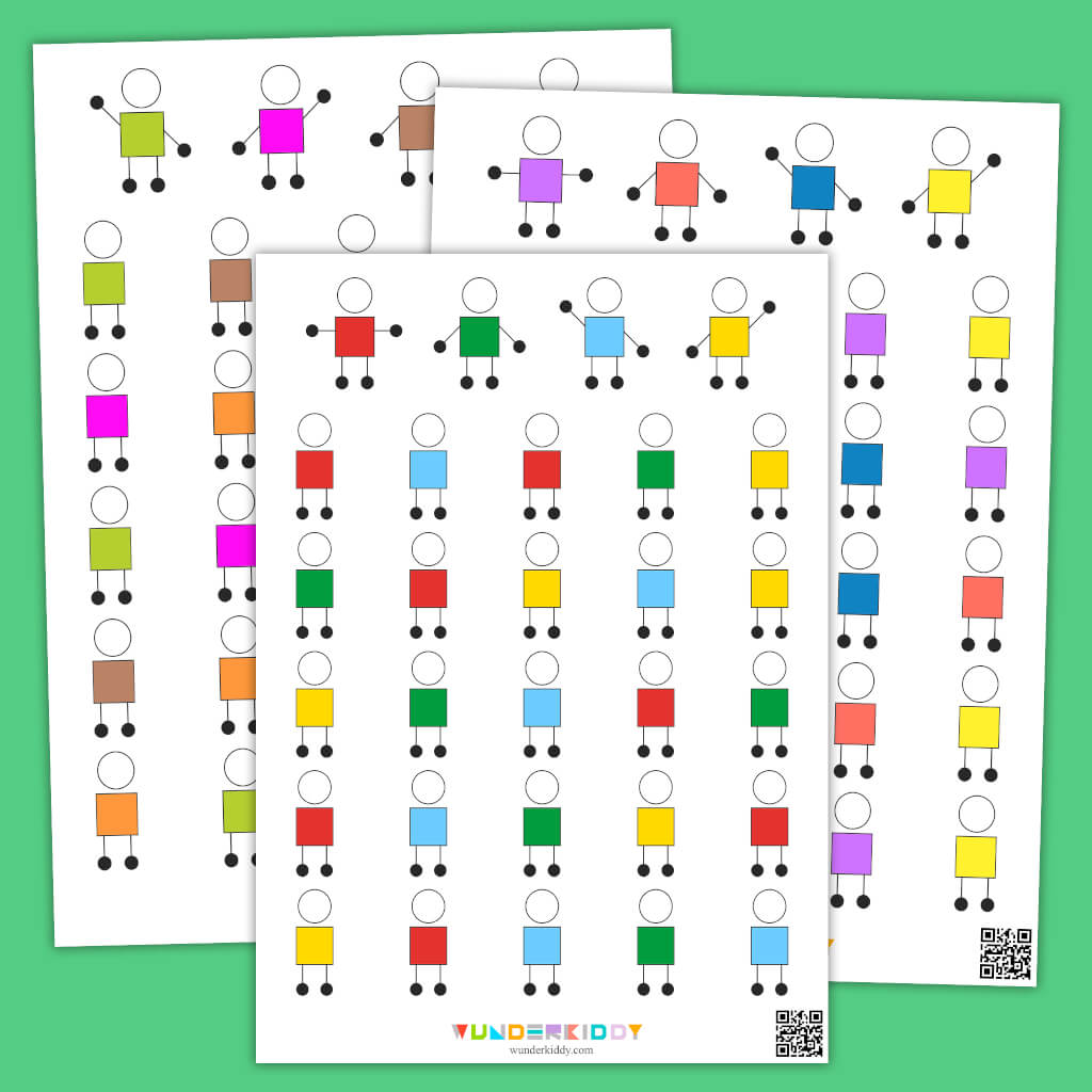 Printable Match and Draw Arms by Color Worksheet for Preschool