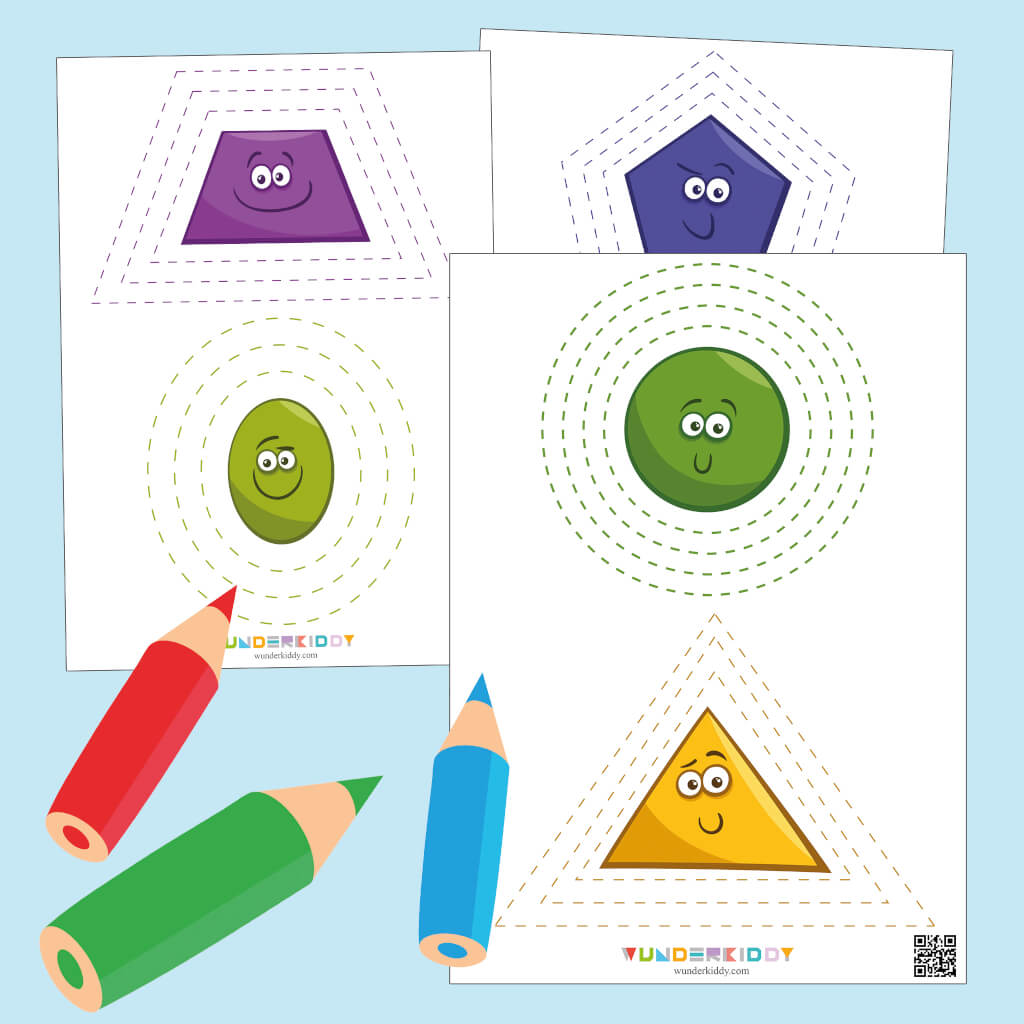 Shapes Tracing Worksheet for Pre-writing Practice