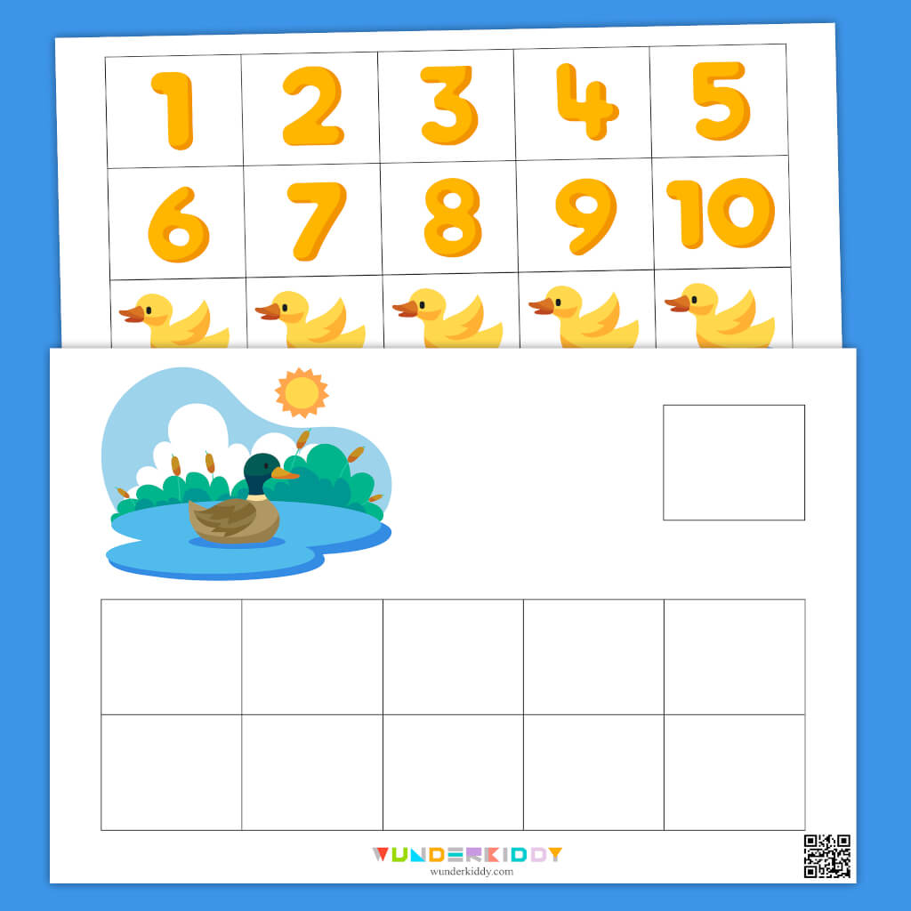 Printable Duck Theme Preschool Math Skills Counting to 10