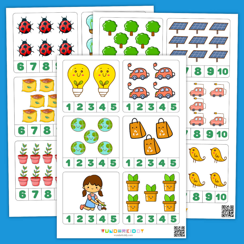 Printable Earth Day Clip Card Counting Activity for Preschool
