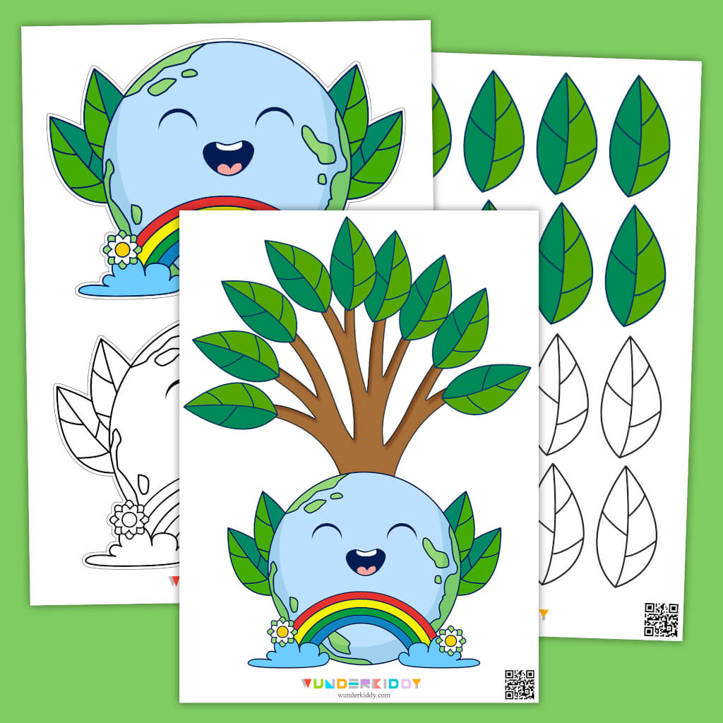 Printable Earth Day Tree Craft Template for Preschoolers