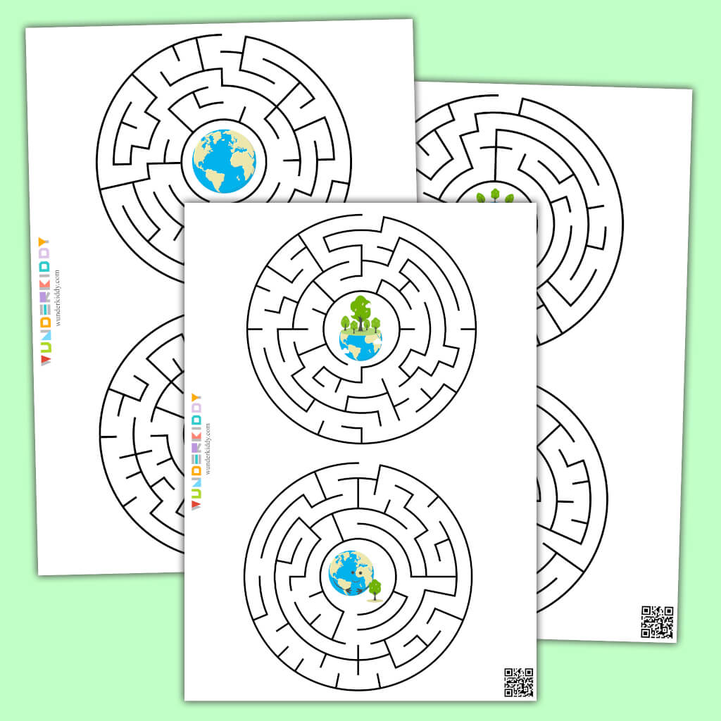 Printable Earth Day Maze Activity Sheet for Kindergarten