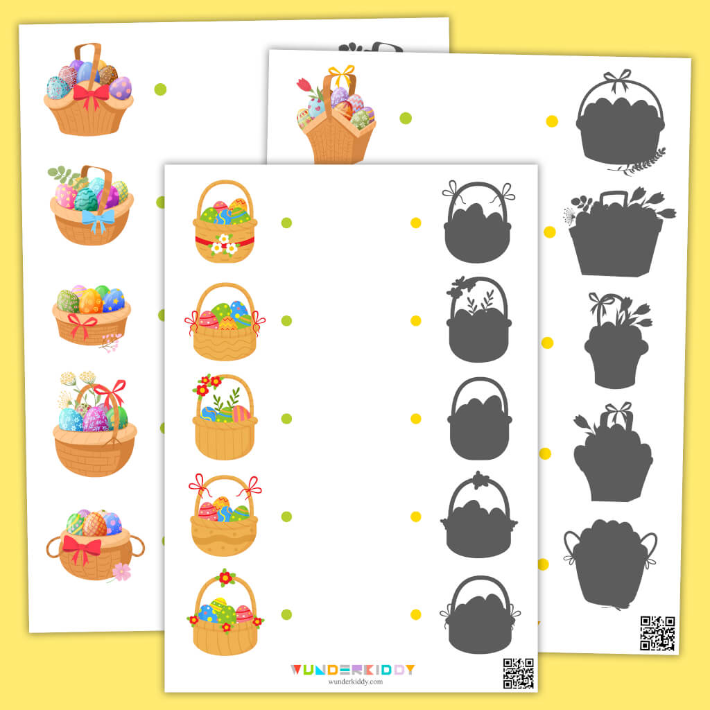 Printable Easter Basket Shadow Matching Learning Activity