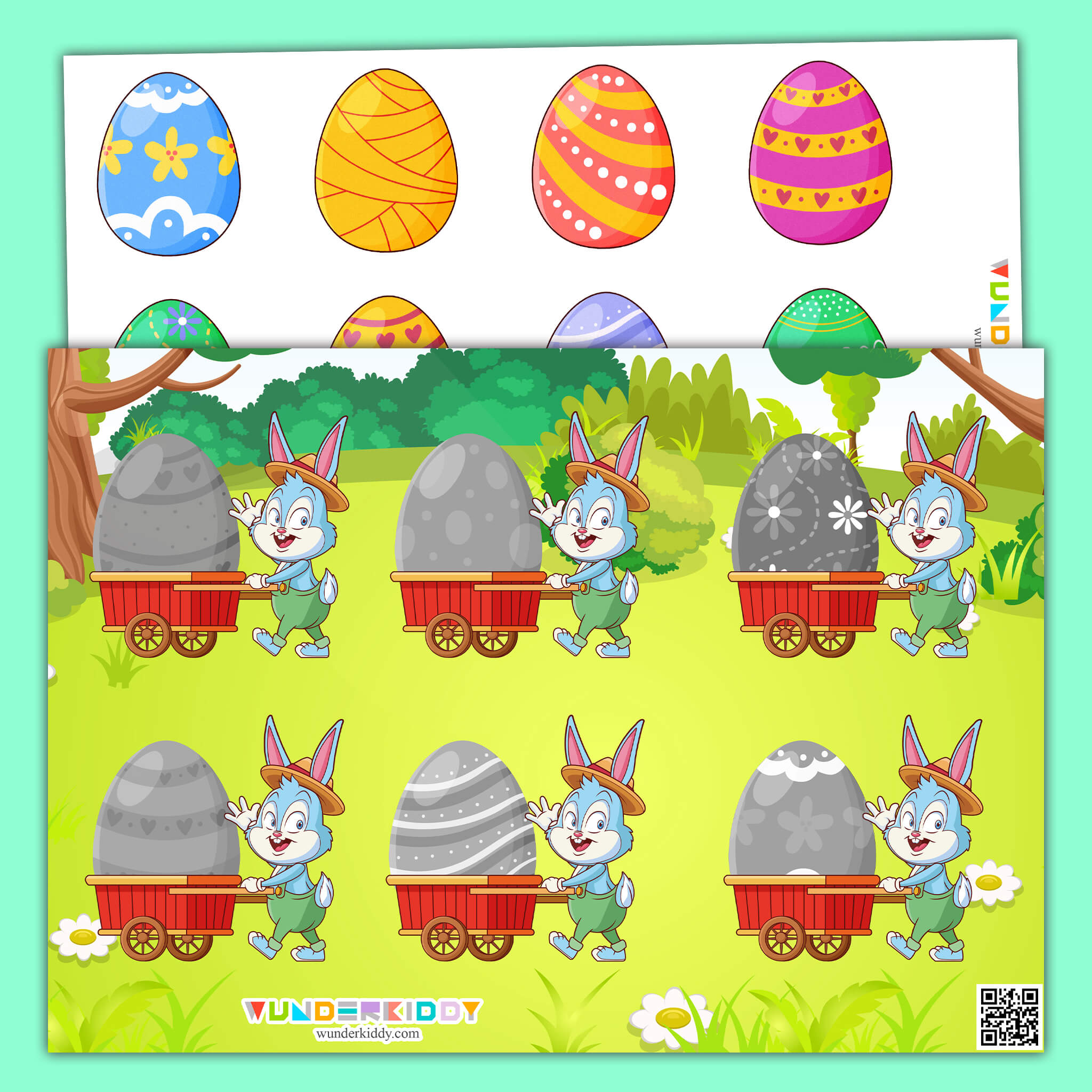 Easter Bunny Printable Shadow Matching Activity For Kids