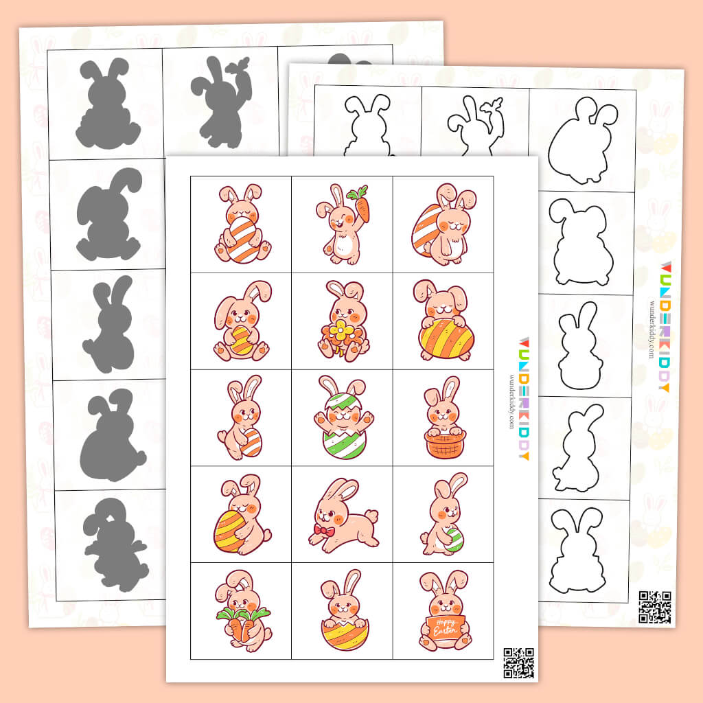 Printable Easter Bunny Shadow Matching Pre-K Worksheet