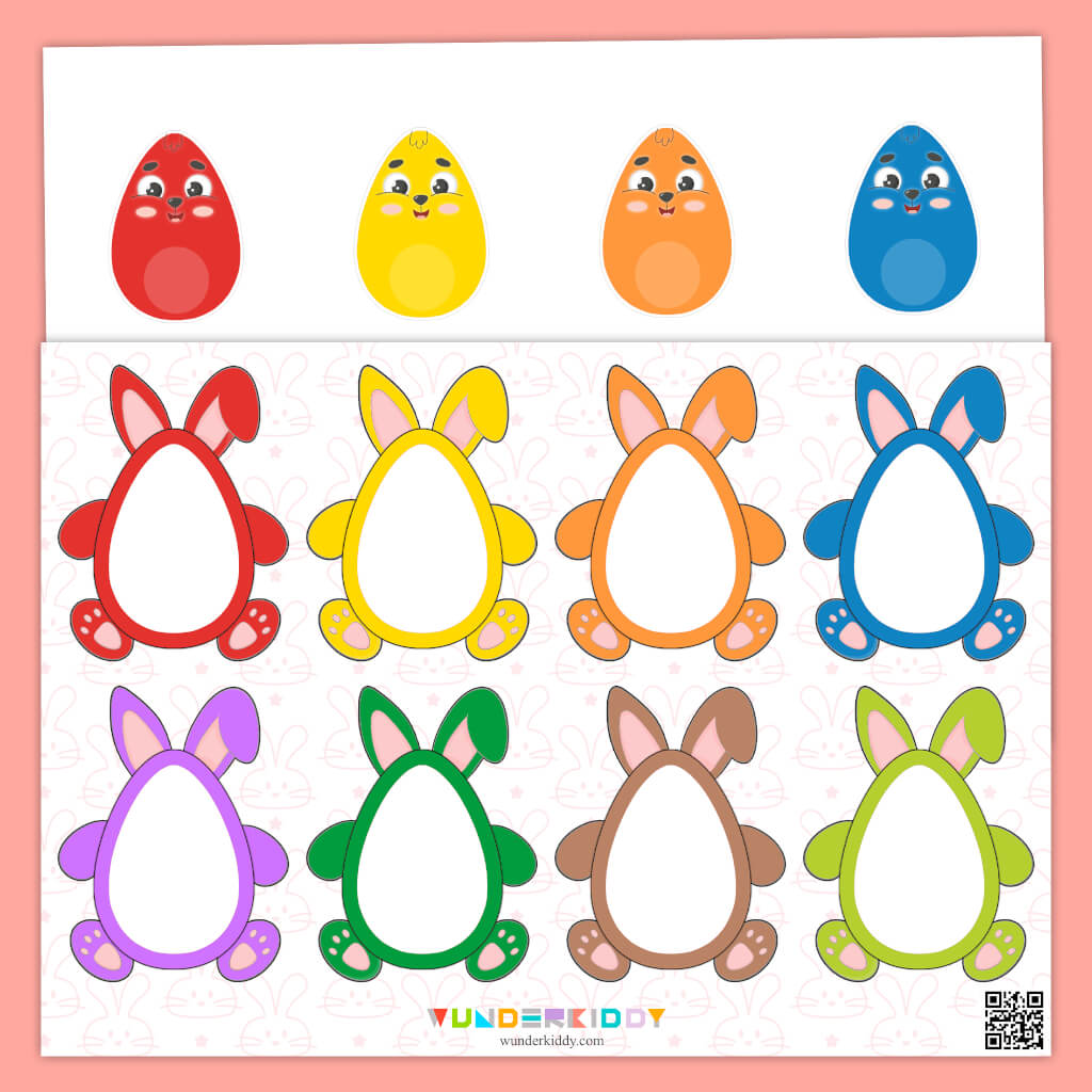 Printable Easter Bunny Color Recognition Activity for Toddlers