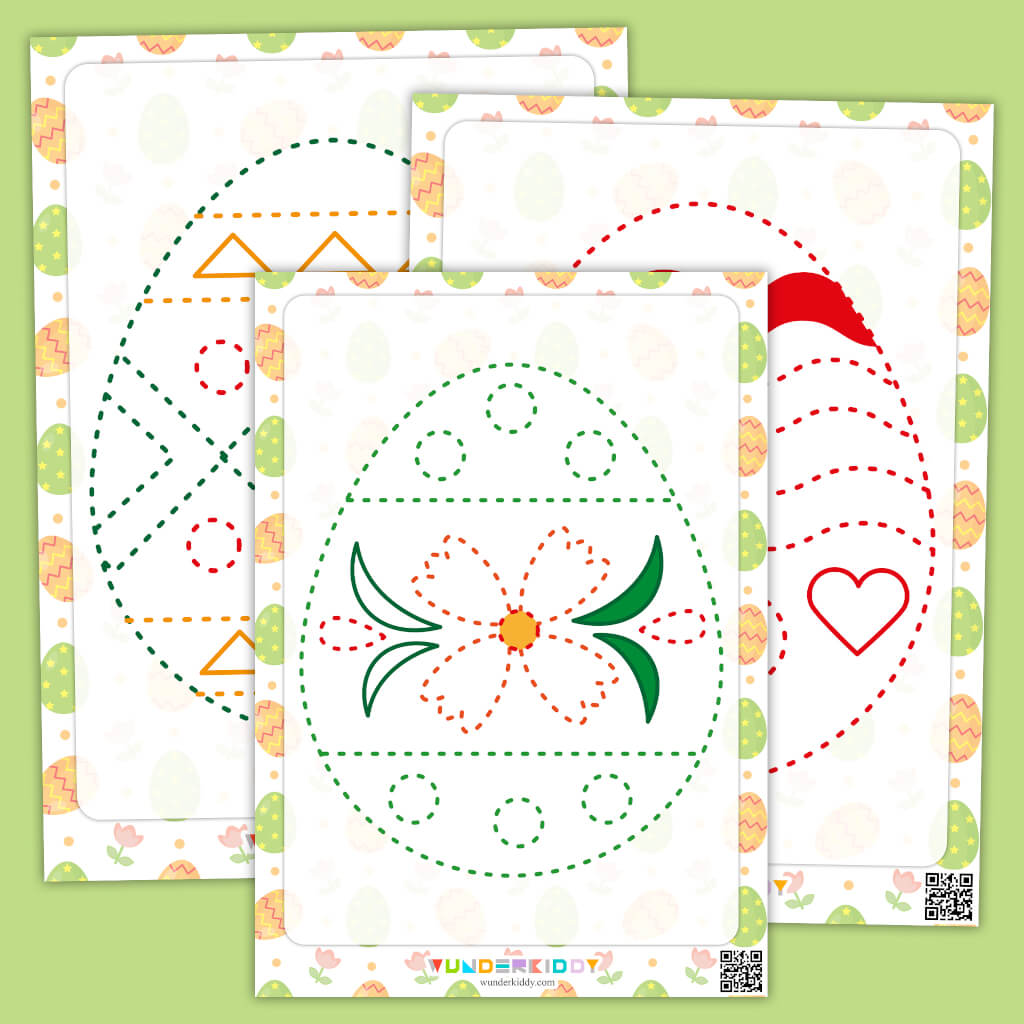 Printable Easter Egg Trace and Color Worksheets for Preschool