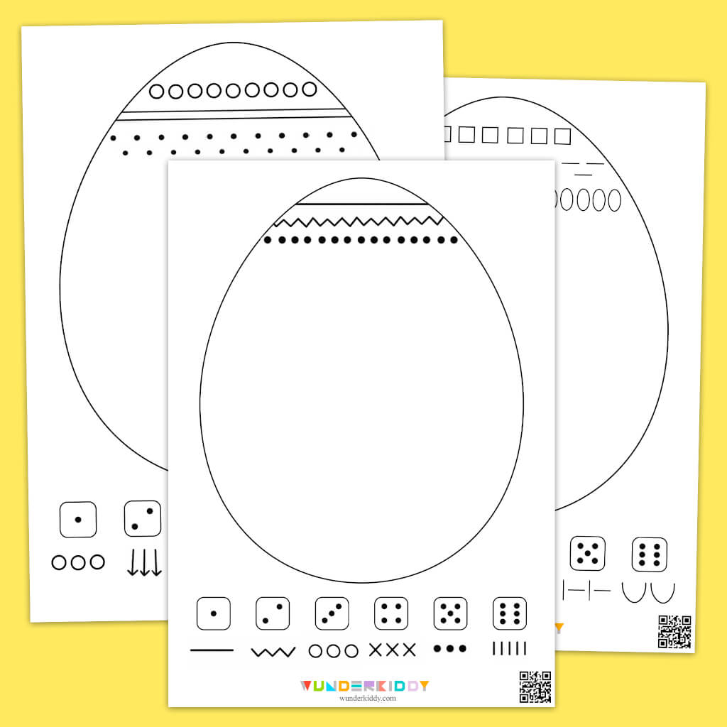 Printable Easter Egg Decorating Pre-Writing Worksheet for Kids