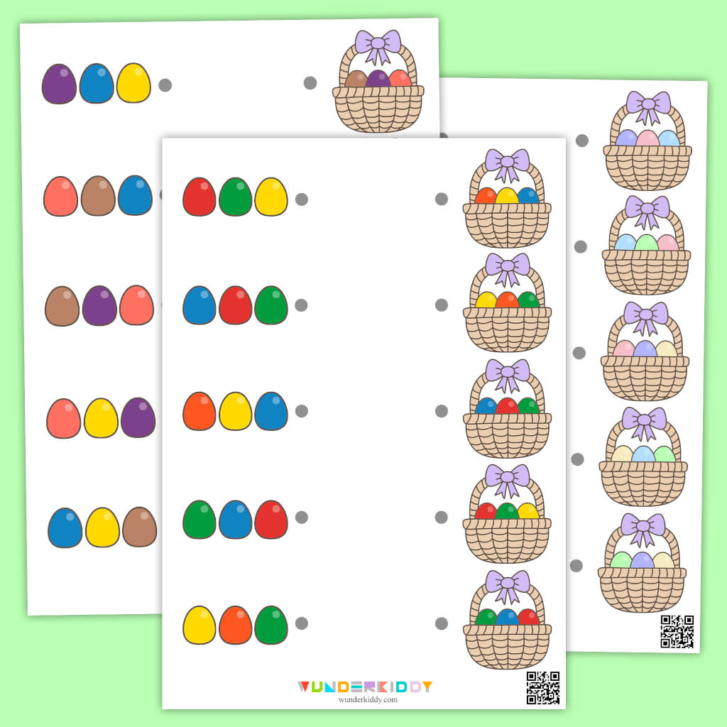 Printable Easter Egg Color Sequence Matching Worksheets