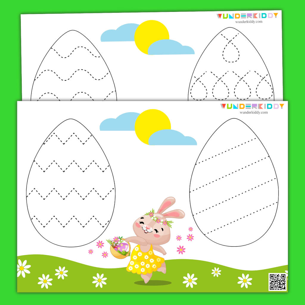 Printable Easter Egg Pre-Writing Worksheet for Kindergarten