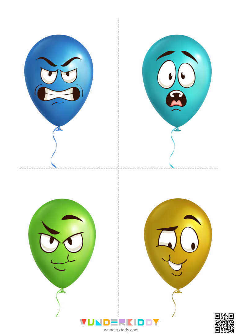 Flash cards «Emotional balloons» - Download or print for free
