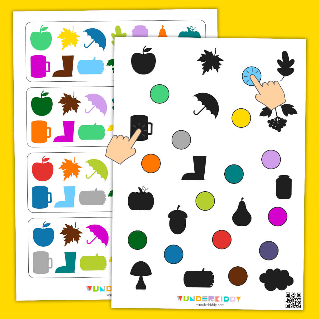 Printable Fall Theme Two-Finger Color Matching Activity