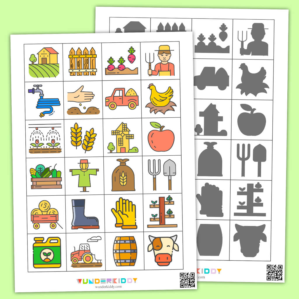 Guess the Object: Farm Shadow Matching Printable PDF