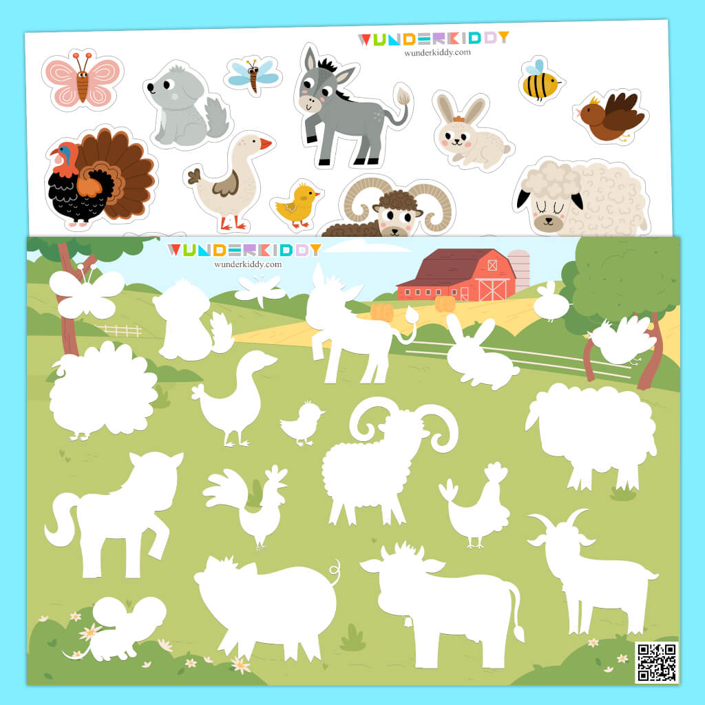 Printable Farm Animals Velcro Activity for Preschoolers