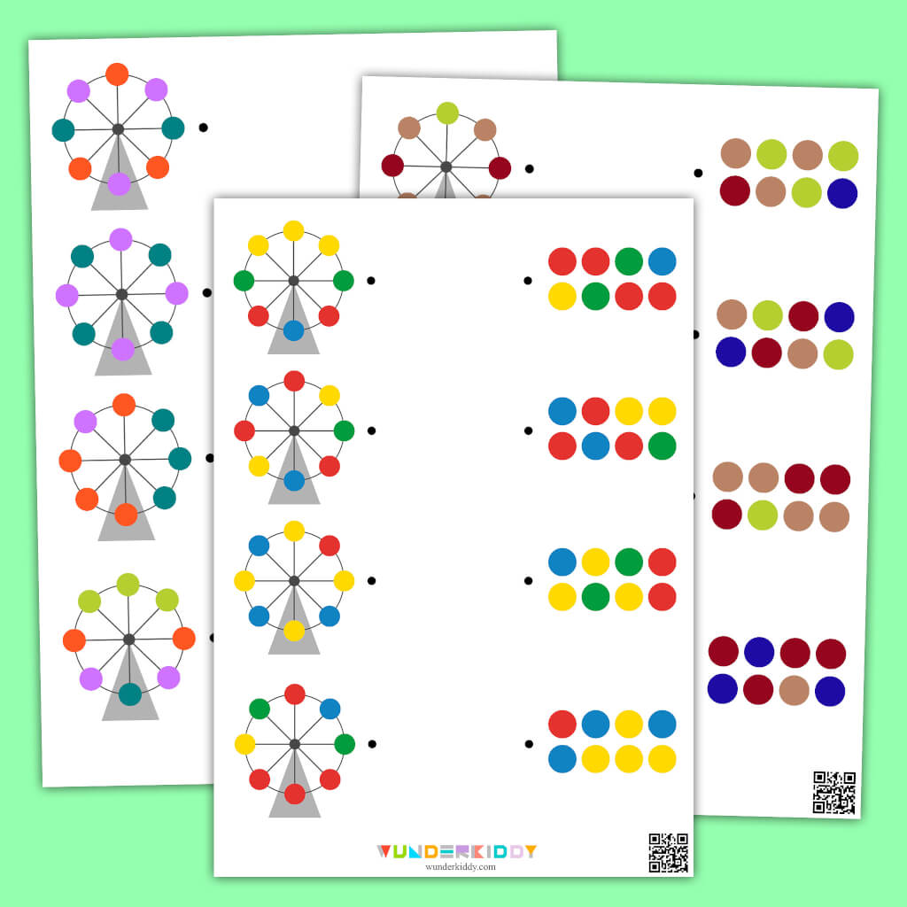Printable Ferris Wheel Color Matching Activity for Preschool