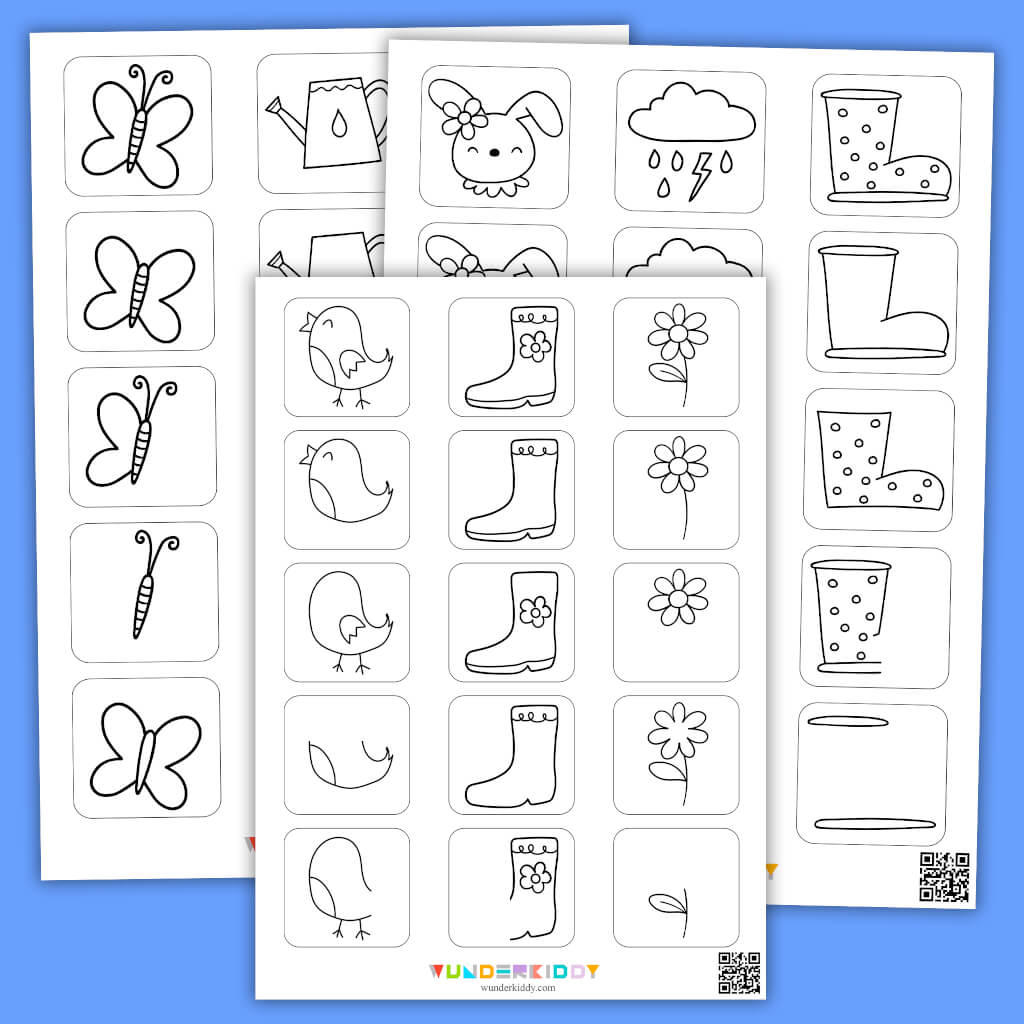 Printable Spring Finish the Drawing Worksheets for Preschool