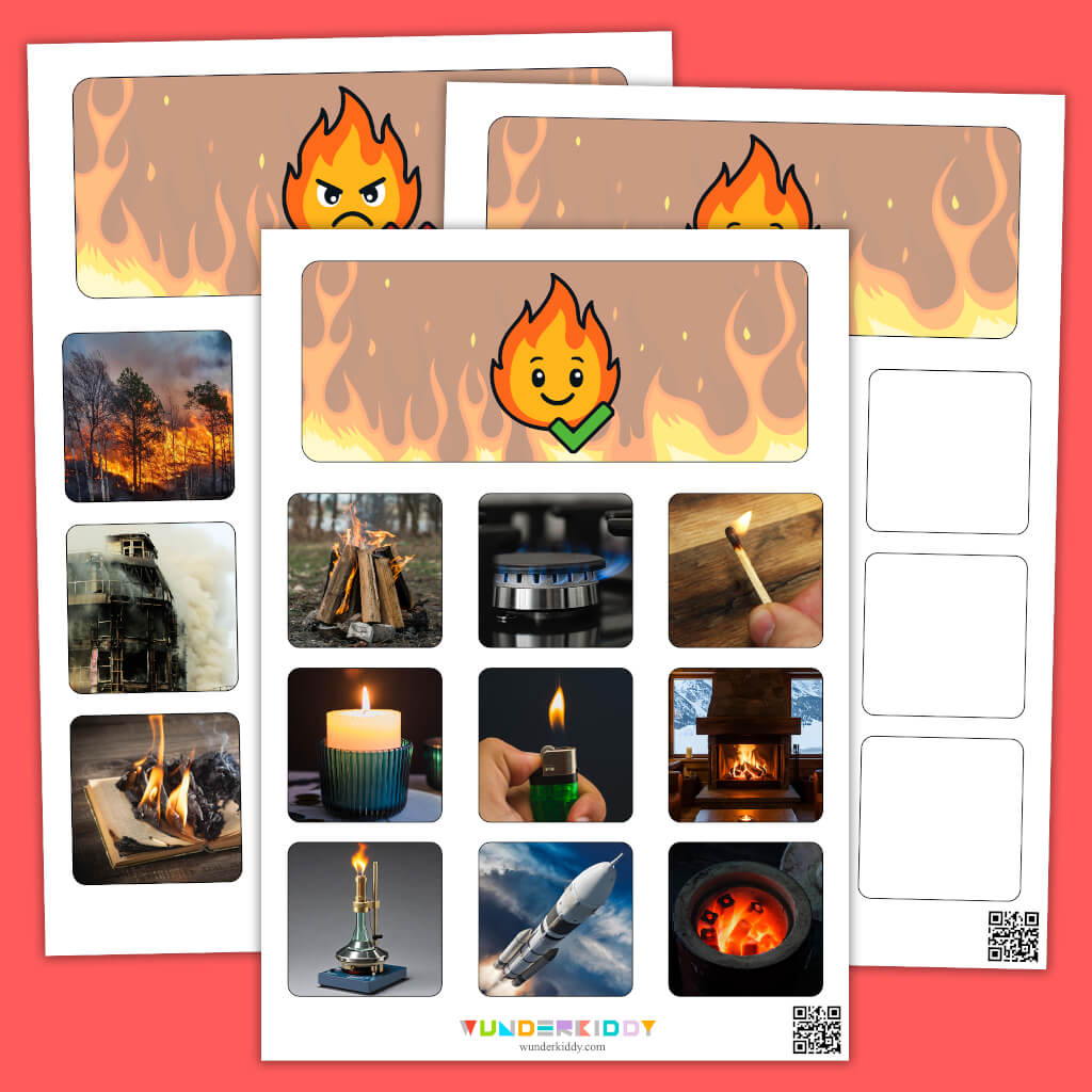 Printable Fire Safety Cut and Paste Sorting Activity for Kids