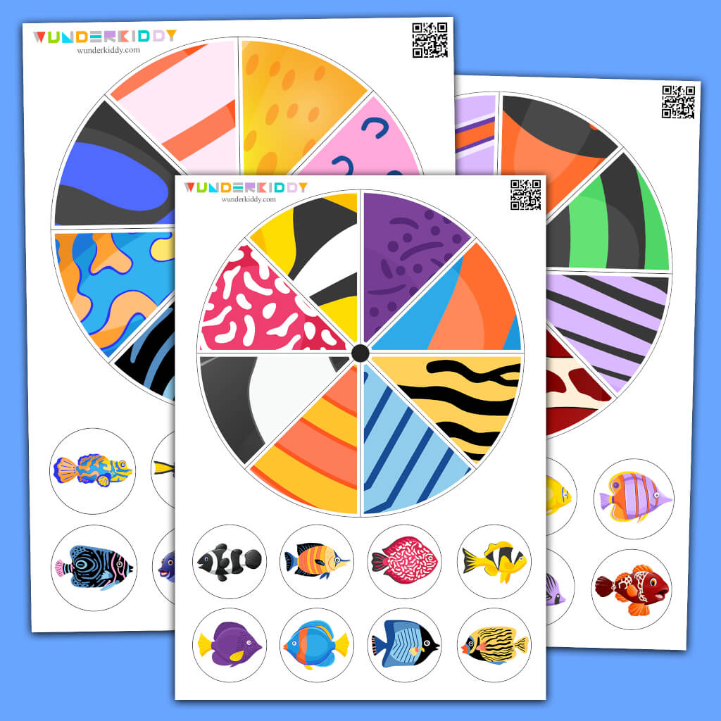 Printable Fish Matching Wheel Fine Motor Clotheship Activity