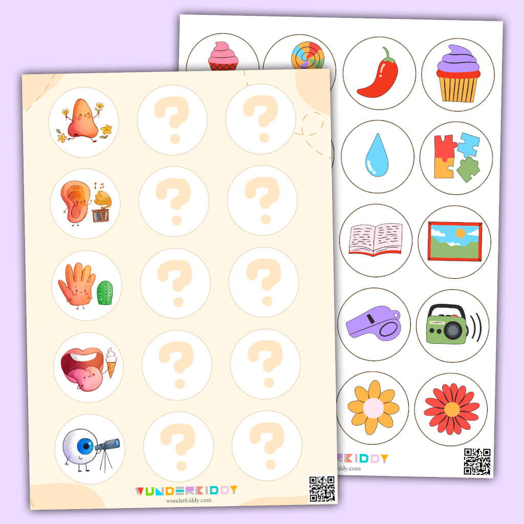 Printable Five Senses Worksheet for Toddlers and Preschoolers