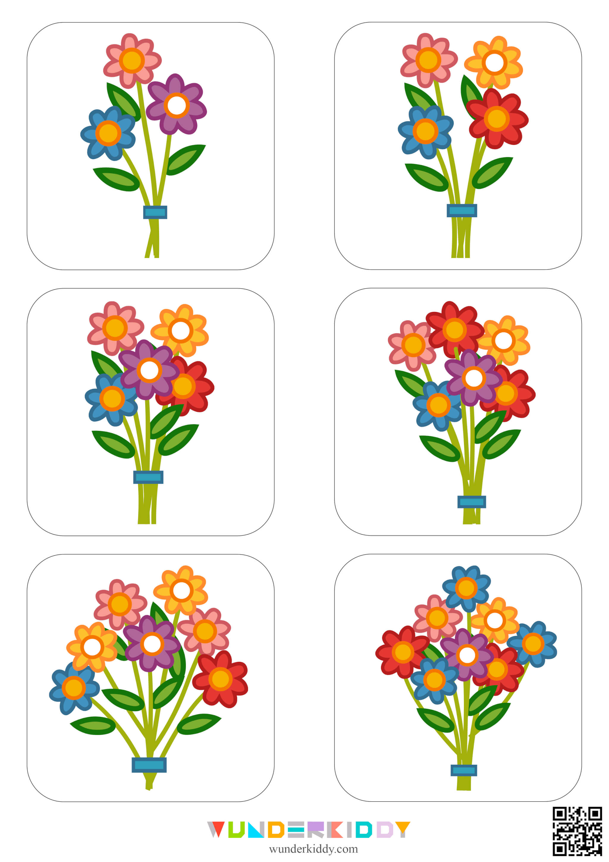 Printable Flower 1 10 Counting Worksheets For Kindergarten