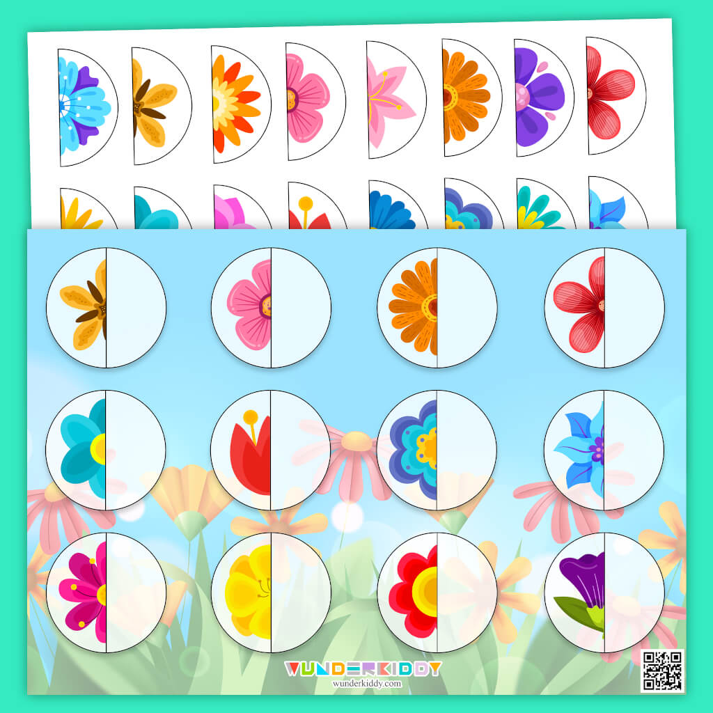 Printable Flowers Cut and Paste Worksheets for Homeschooling