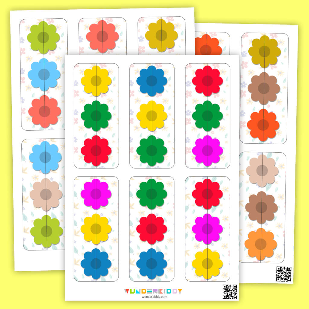 Spring Flowers Two Piece Jigsaw Printable Activity for Kids