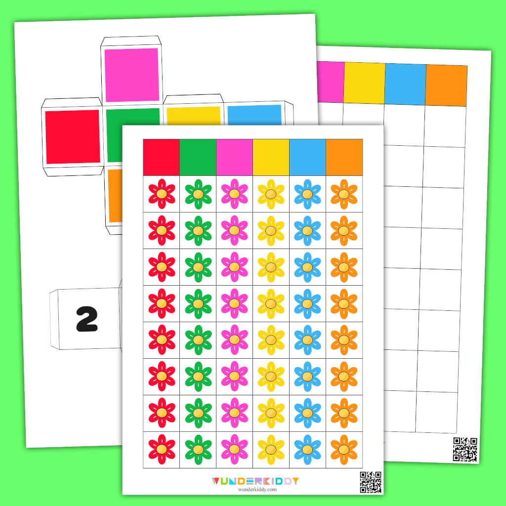 Printable Flowers Fine Motor Dice Fun Activity for Kindergarten