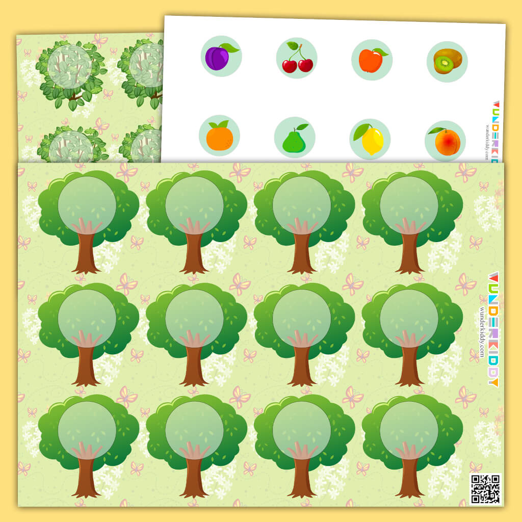 Printable Fruit or Berry Sorting Activity for Preschoolers