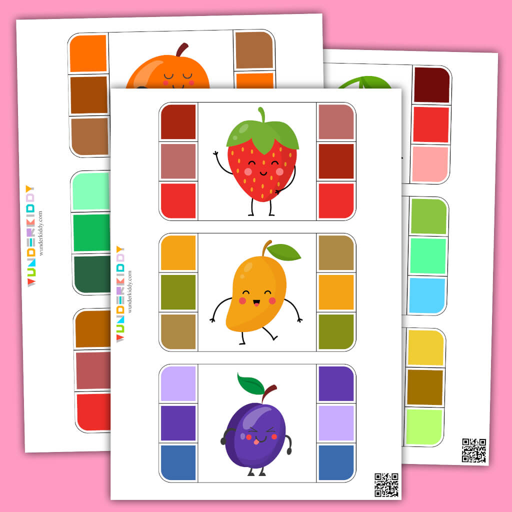 Printable Fruits Color Match Hand-Eye Coordination Activity