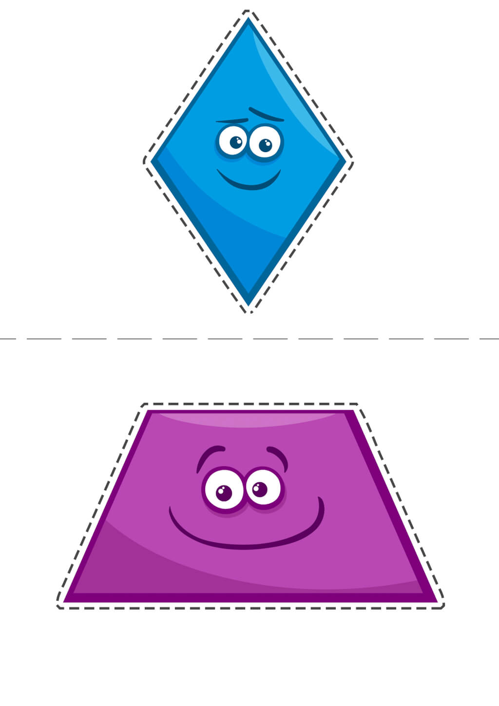 Cut out the Funny Basic Shapes – Printable Worksheet PDF