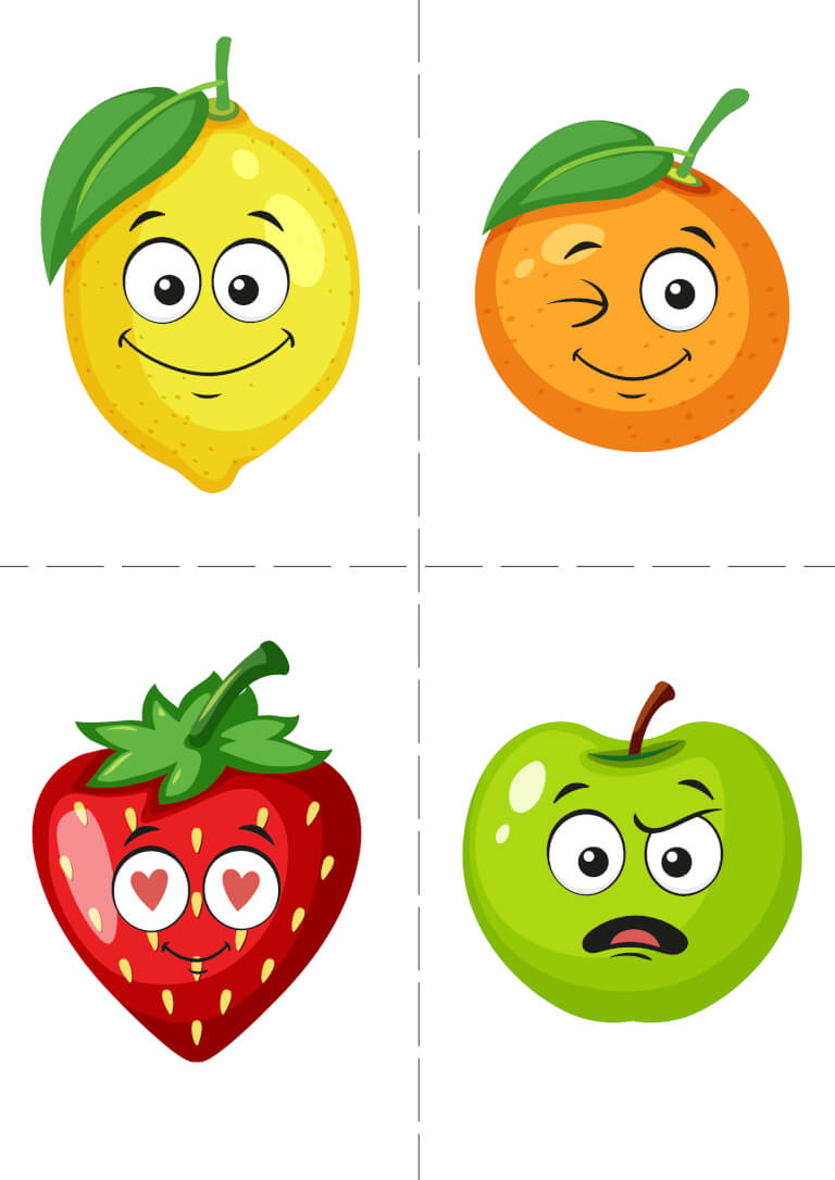 Flash cards «Funny fruits, vegetables and berries» - Download or print ...