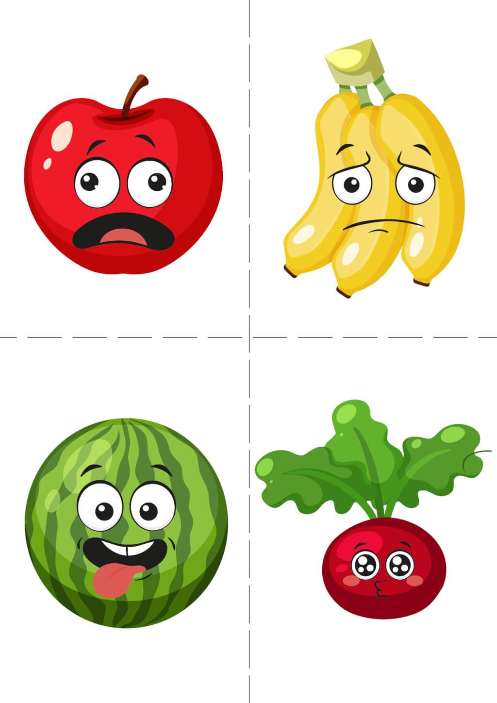 Flash cards «Funny fruits, vegetables and berries» - Download or print ...