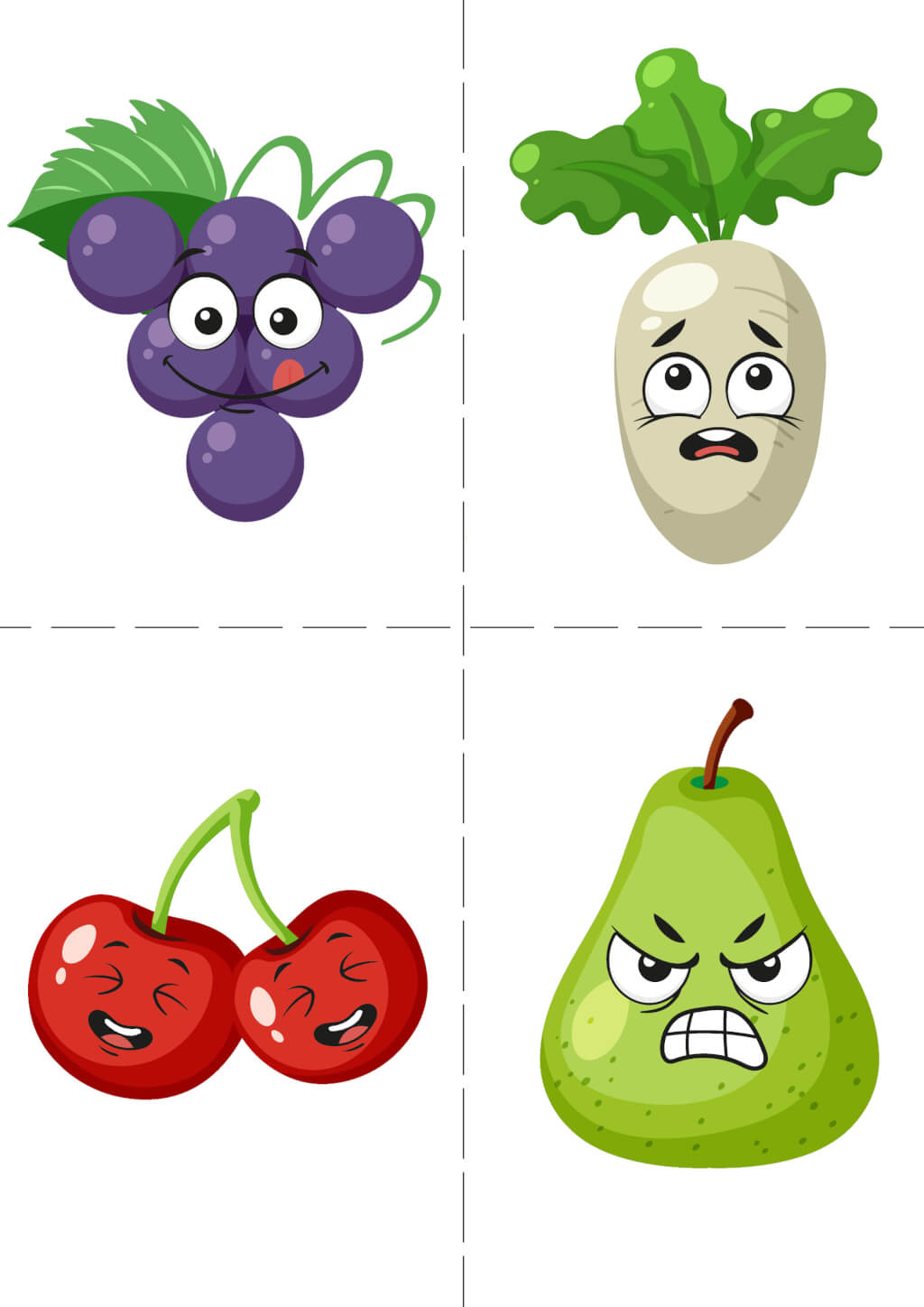 Flash cards «Funny fruits, vegetables and berries» - Download or print ...