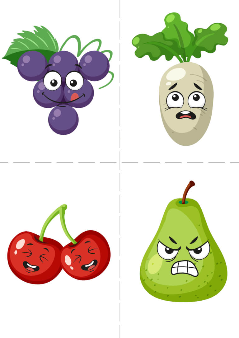 Flash cards «Funny fruits, vegetables and berries» - Download or print ...