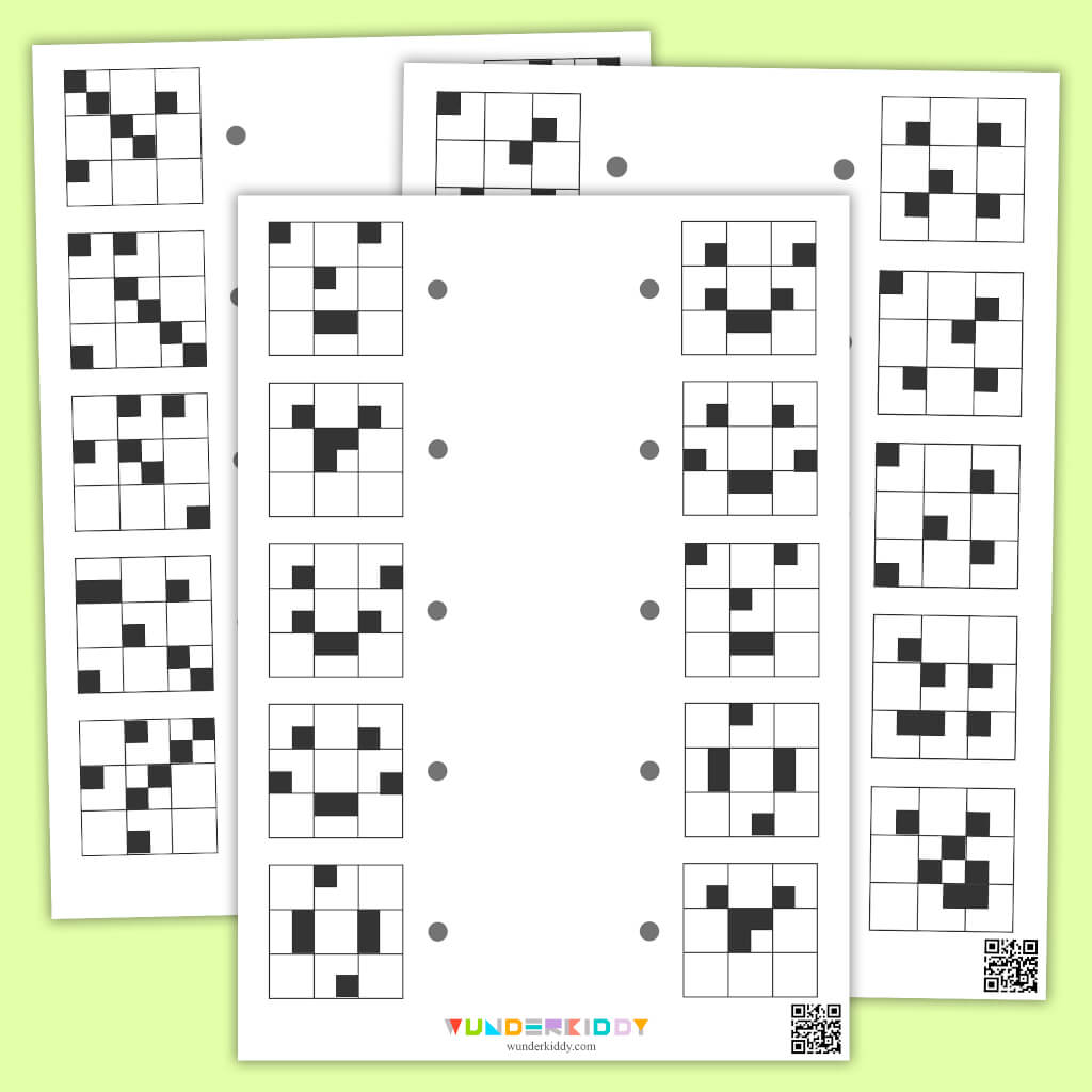 Printable Visual Attention Puzzles: Find the Square Pattern