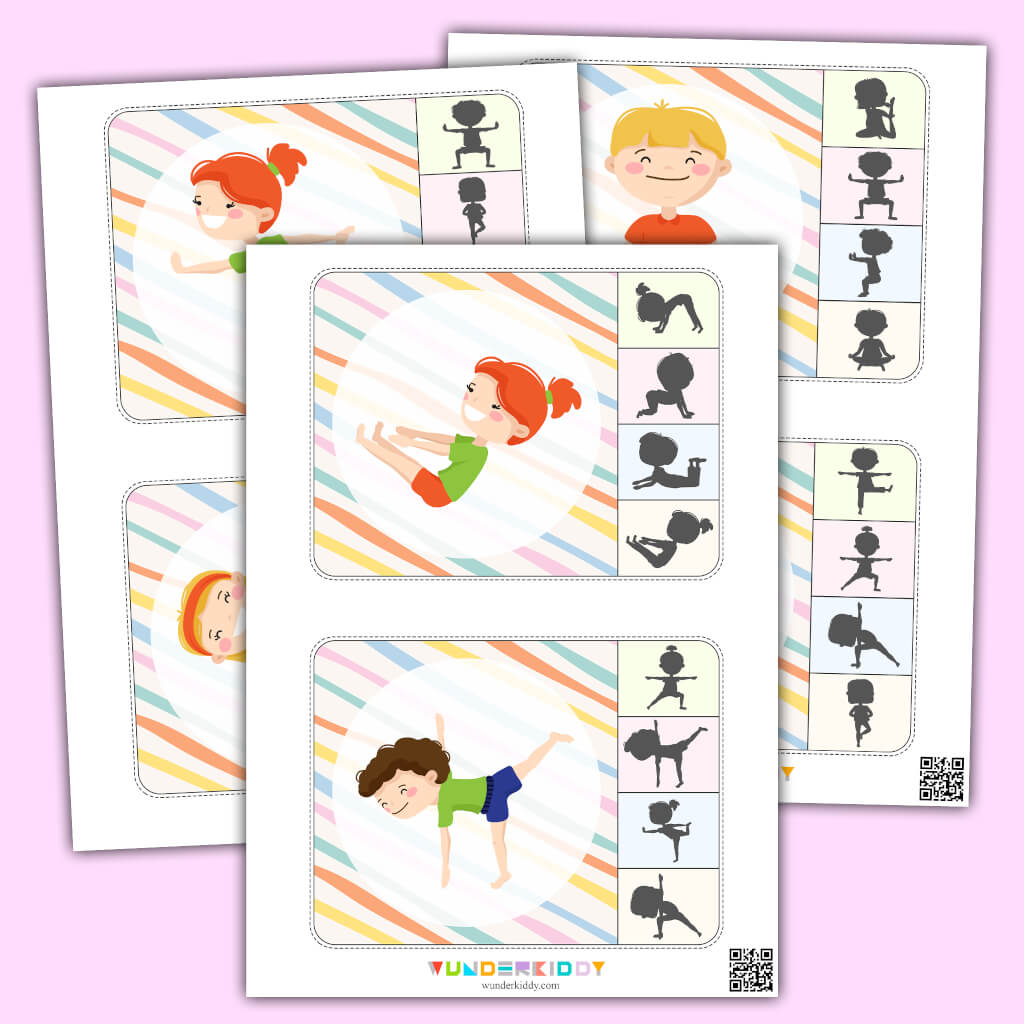Printable Gymnastics Shadow Matching Activity for Kids