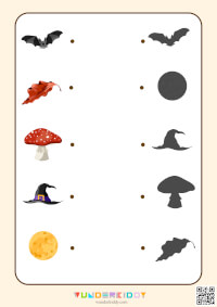 Worksheets «Halloween shadow matching» - Printable PDF for play and learn