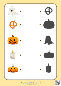 Worksheets «Halloween shadow matching» - Printable PDF for play and learn