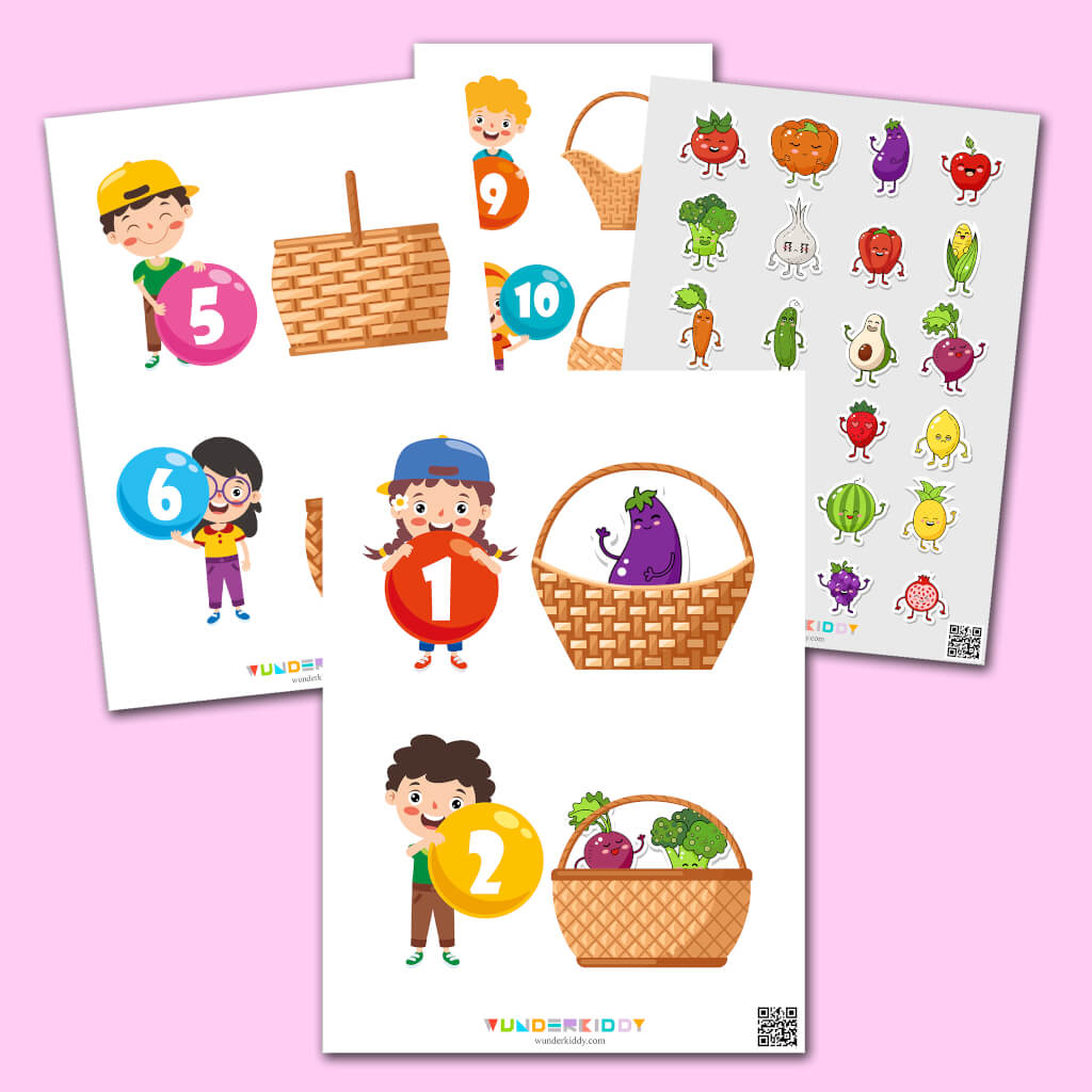 Baskets Math Worksheet for Counting Learning and Practicing