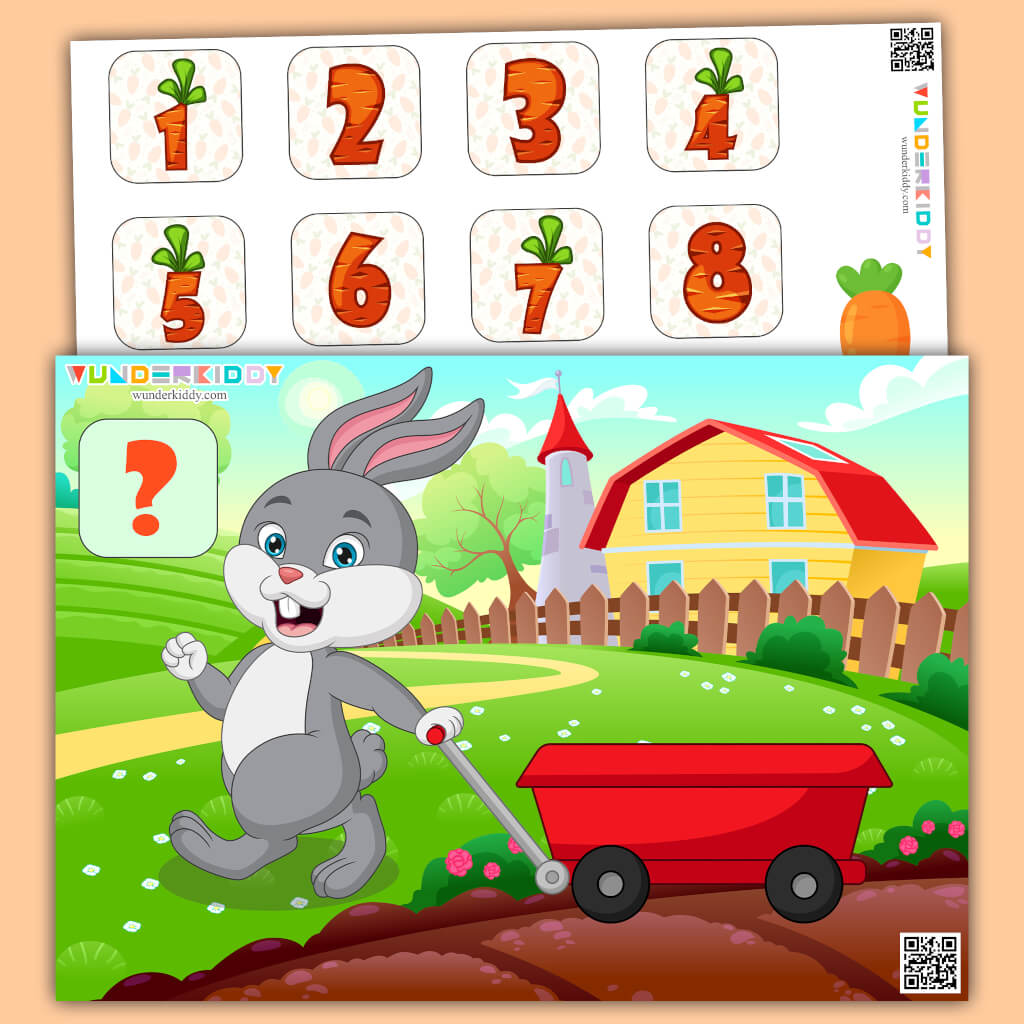 Printable Harvest Carrots Counting Activity for Preschoolers